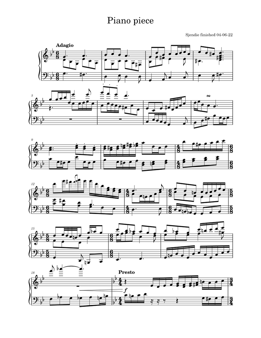 Piano piece Sheet music for Piano (Solo) | Musescore.com