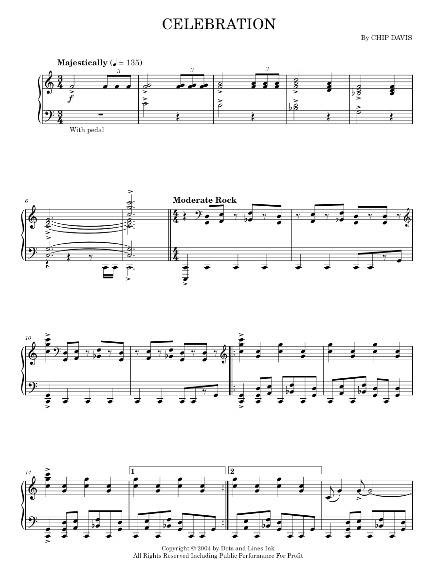 Celebration Sheet music for Piano by Chip Davis (Mannheim Steamroller ...