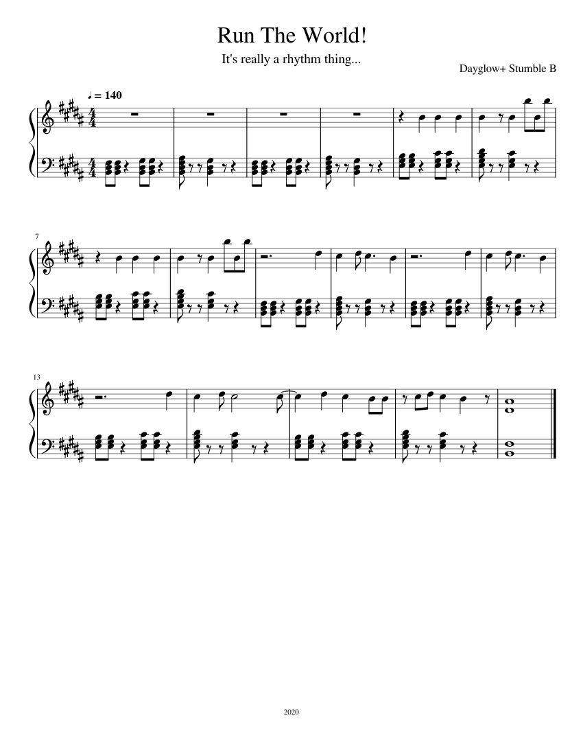 Run The World!!! Sheet music for Piano (Solo) | Download and print in ...