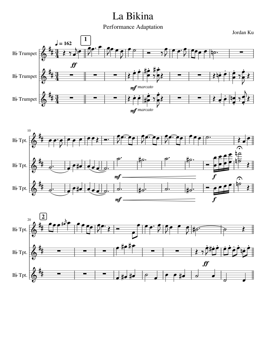 La_Bikina Sheet music for Trumpet in b-flat (Mixed Trio) | Musescore.com