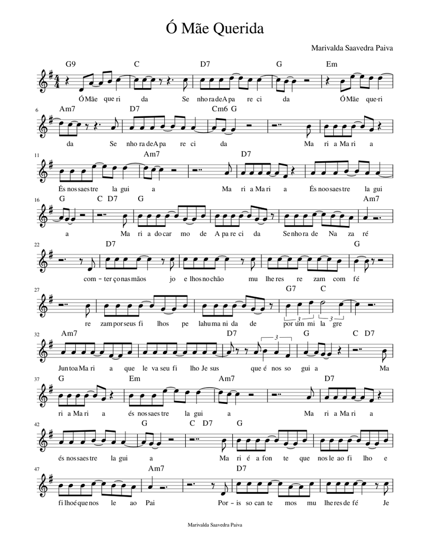Mãe querida Sheet music for Piano (Solo) | Download and print in PDF or ...
