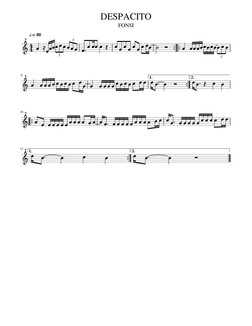 DESPACITO Sheet music for Recorder (Solo) | Musescore.com
