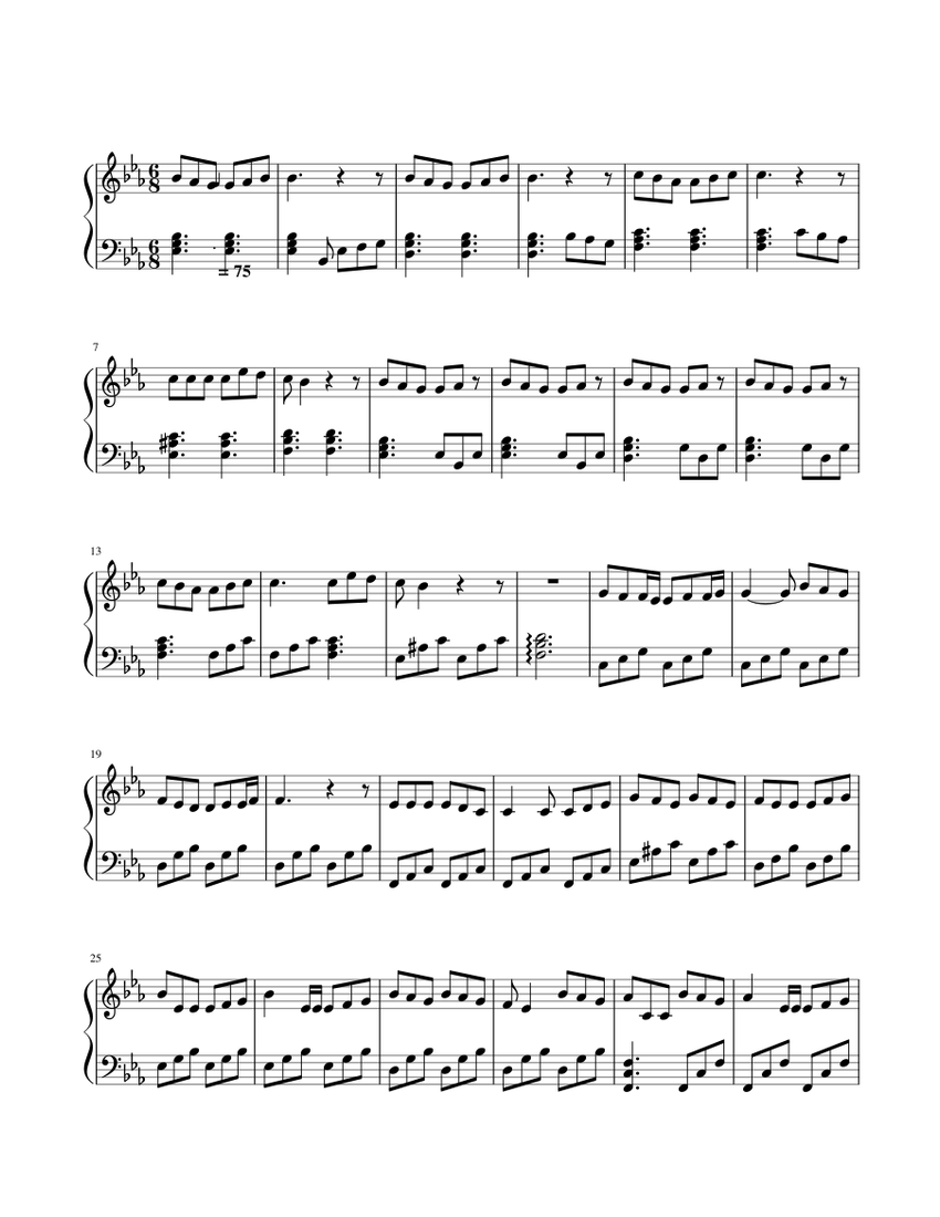 A blanco y negro Sheet music for Piano (Solo) | Musescore.com