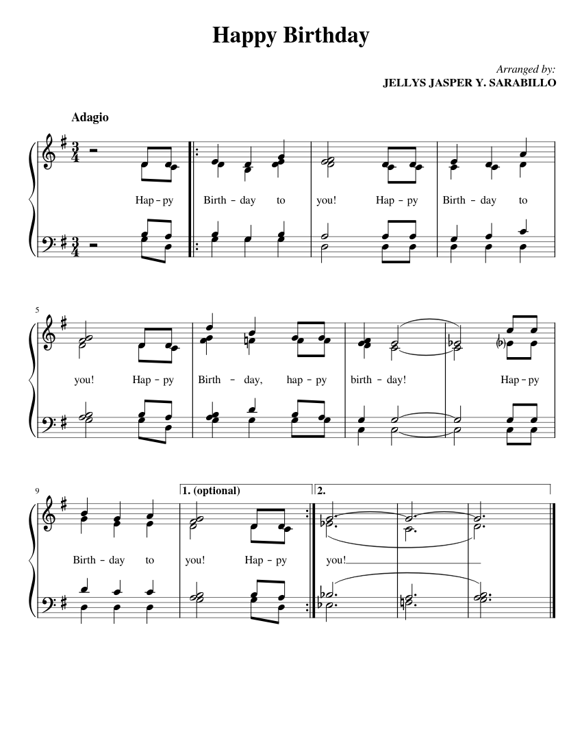 Happy Birthday Sheet music for Piano (SATB) Easy | Musescore.com