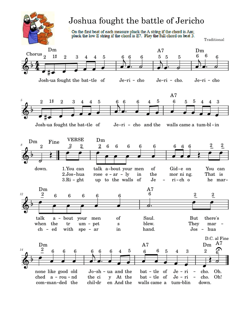 Joshua fiought the battle of Jericho Sheet music for Piano (Solo) Easy ...