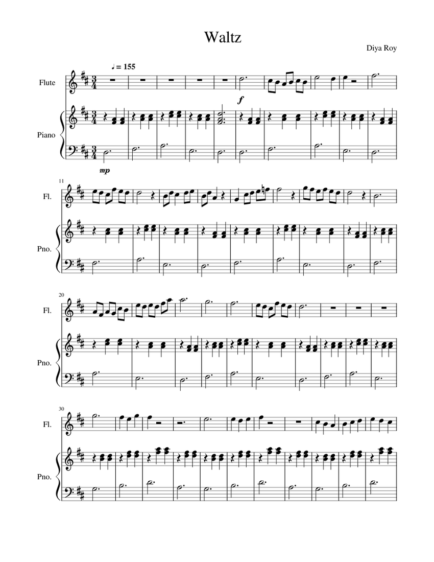 Waltz Sheet music for Piano, Flute (Solo) | Musescore.com