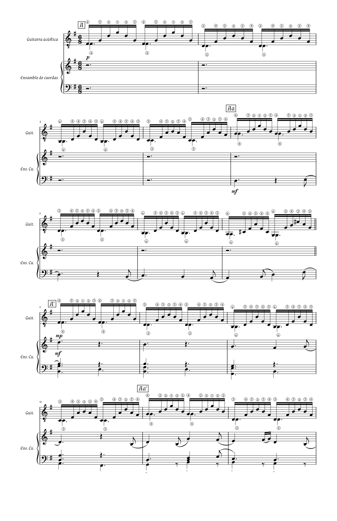 Anima Sheet music for Guitar, Strings group (String Ensemble) | Musescore.com