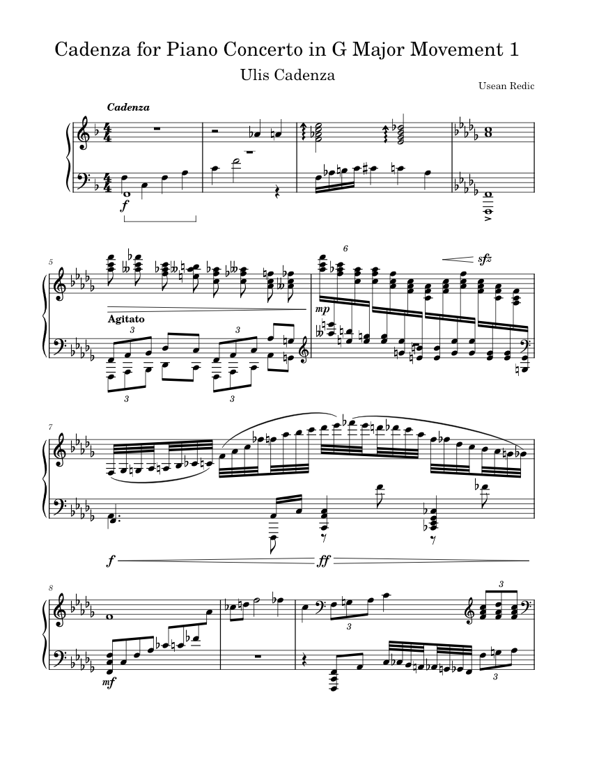 Cadenza Piano Concerto in G Maj Sheet music for Piano (Solo ...