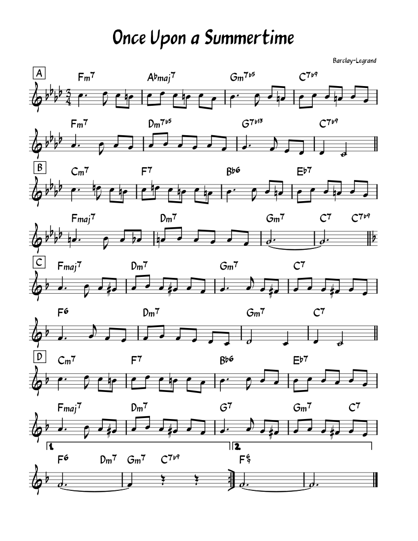 Once Upon a Summertime – Barclay-Legrand Sheet music for Piano (Solo ...