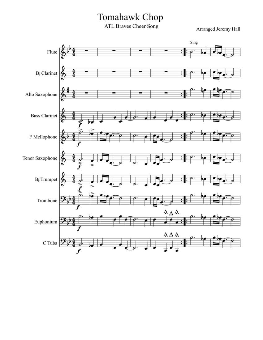 Tomahawk Chop Sheet music for Trombone, Tuba, Flute (Mixed Trio ...