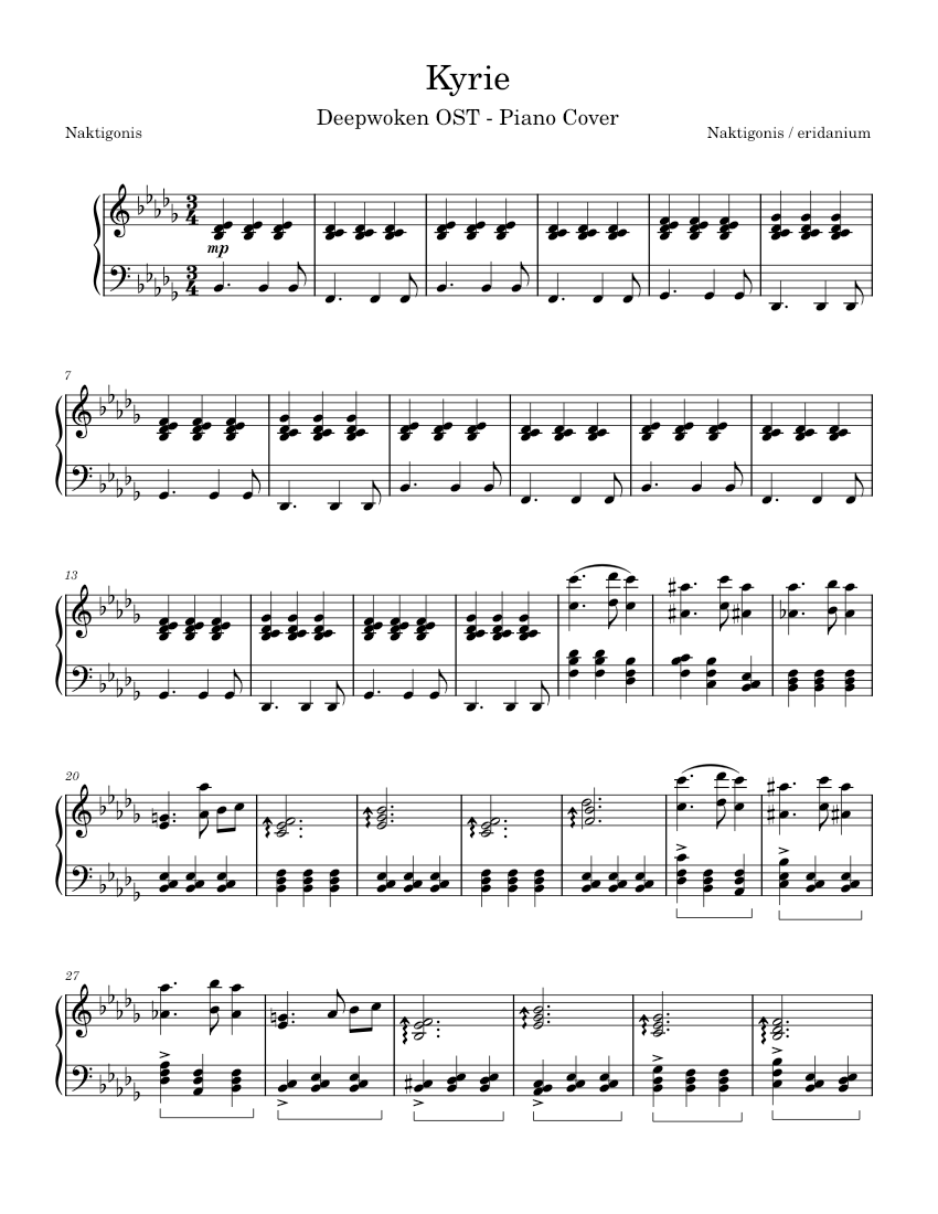 Kyrie (Deepwoken OST) – Naktigonis Sheet music for Piano (Solo ...