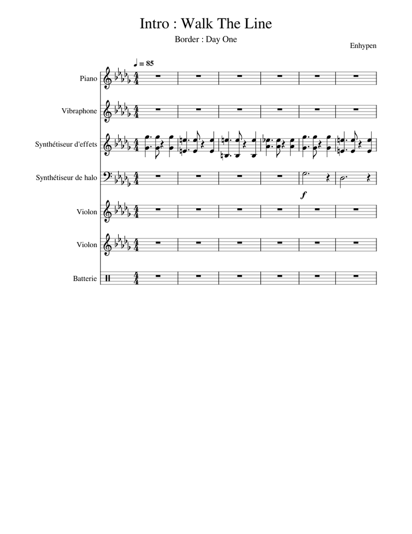 Intro : Walk The Line Sheet music for Piano, Vibraphone, Violin, Drum ...