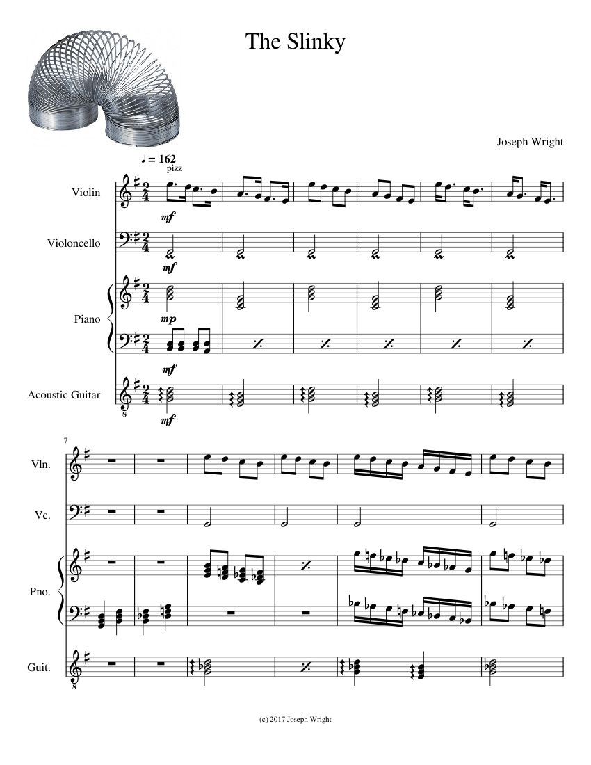 The Slinky (by Joseph) Sheet music for Piano, Violin, Cello, Guitar ...