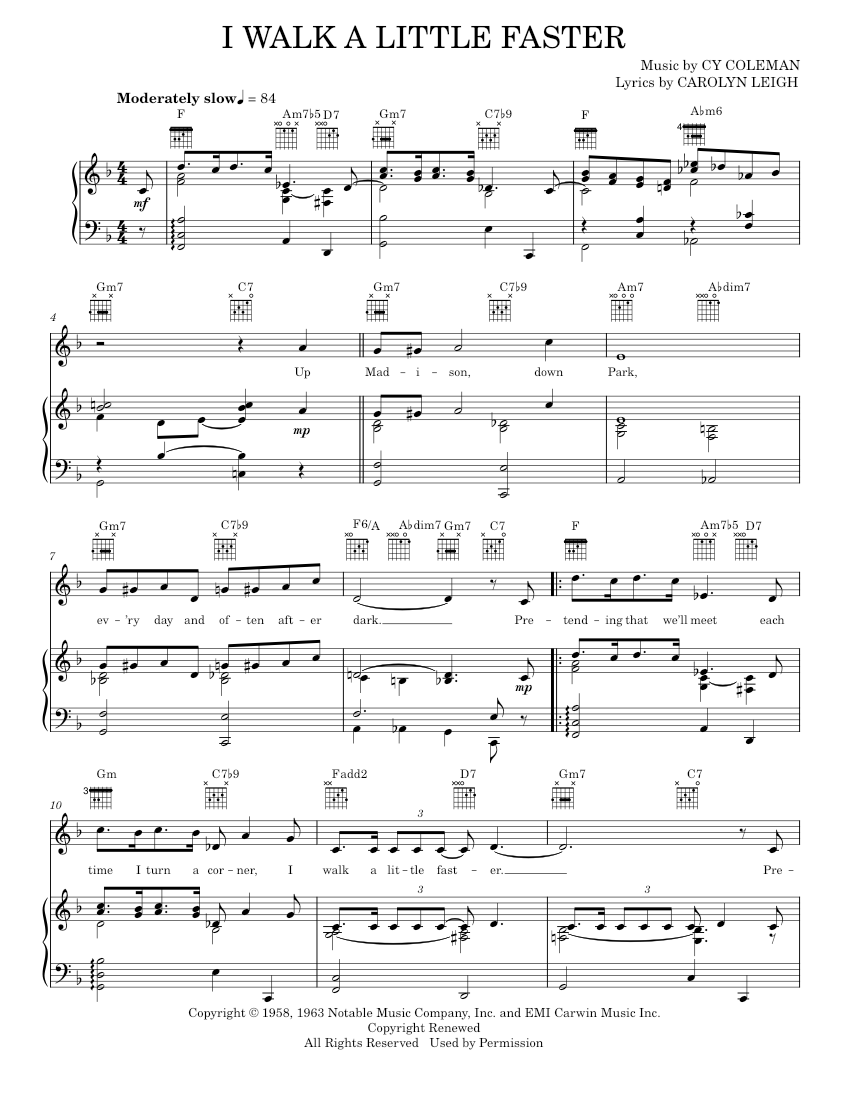 Play Official version of I Walk A Little Faster sheet music by Carolyn ...