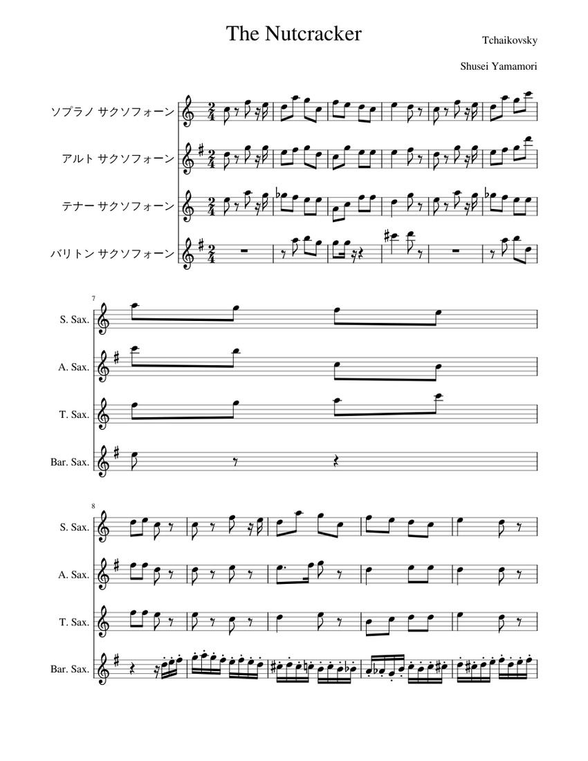 The Nutcracker Sheet music for Saxophone alto, Saxophone tenor ...