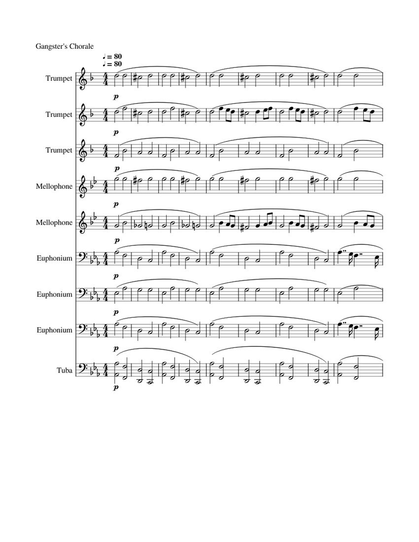 Gangster's Chorale Sheet music for Euphonium, Tuba, Mellophone, Trumpet ...