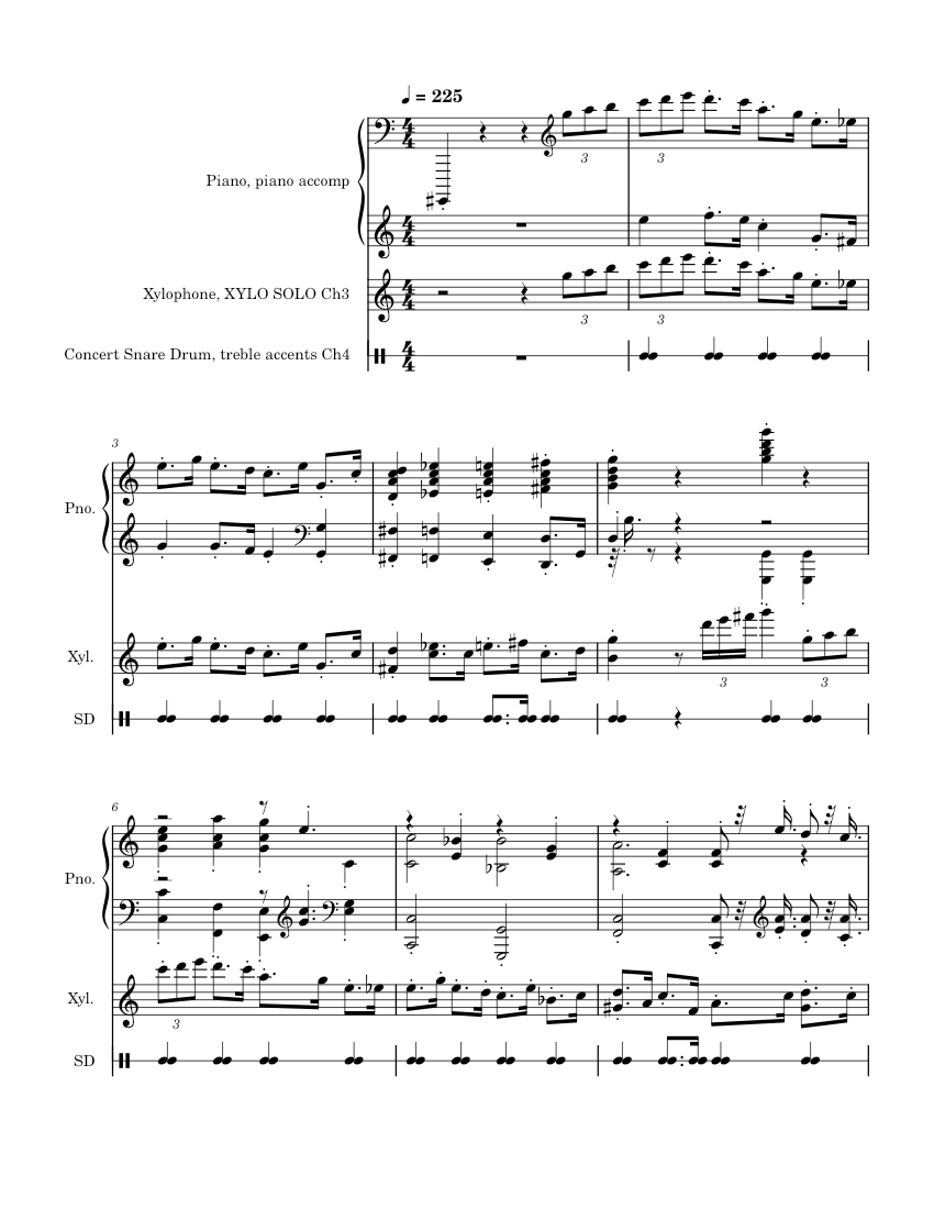 triplets xylo Sheet music for Piano, Xylophone, Effect (Mixed Trio ...