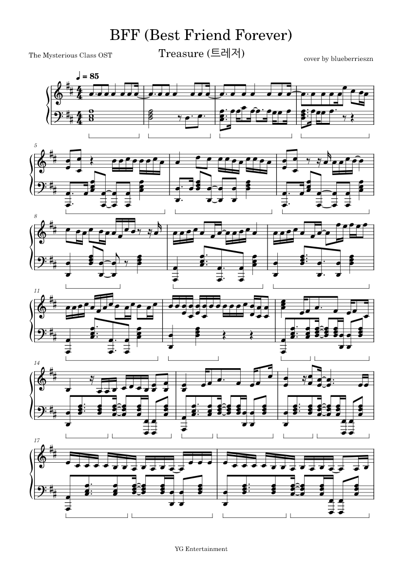 BFF (Best Friend Forever) – TREASURE (트레저) Sheet Music for Piano (Solo ...