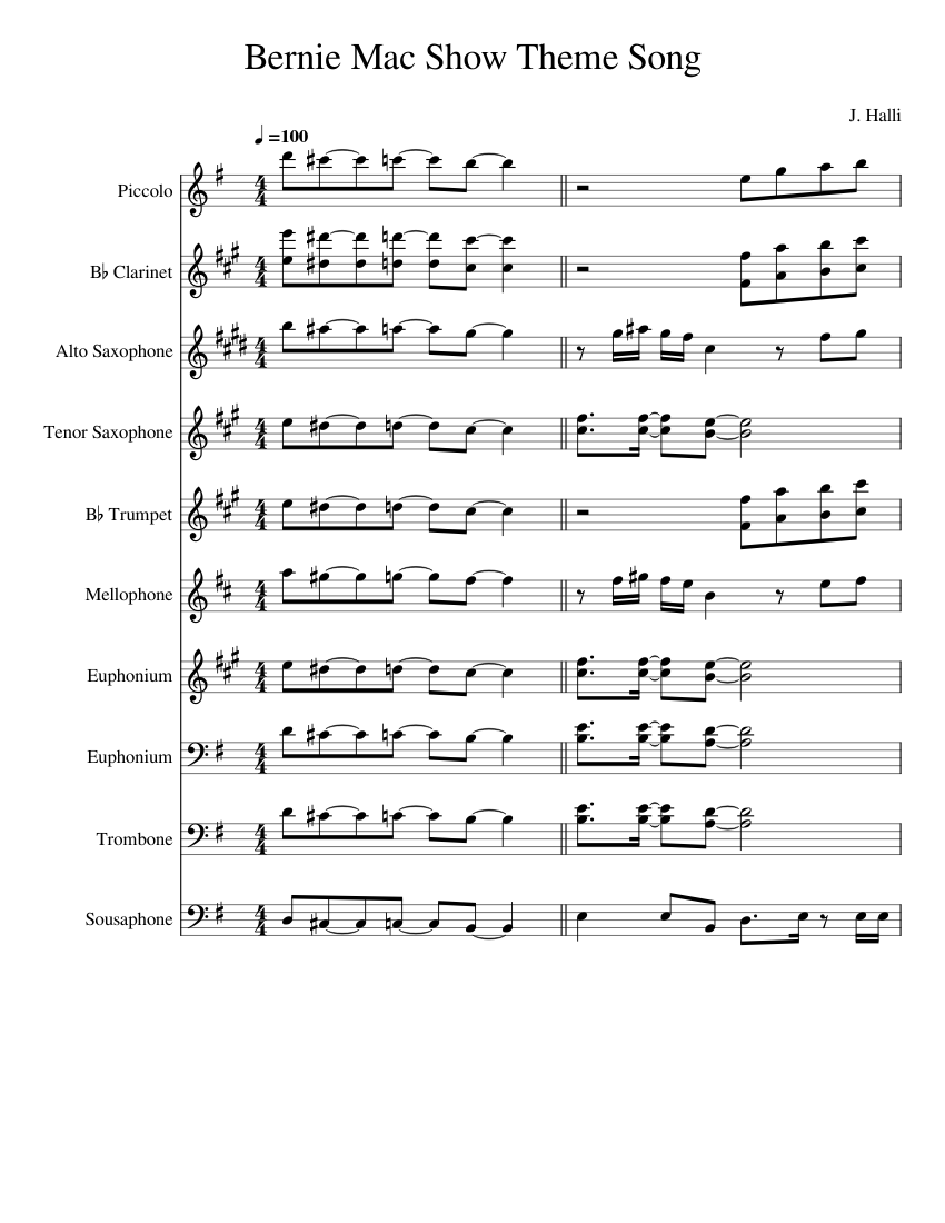 Bernie Mac Show Theme Song Sheet music for Trombone, Euphonium ...