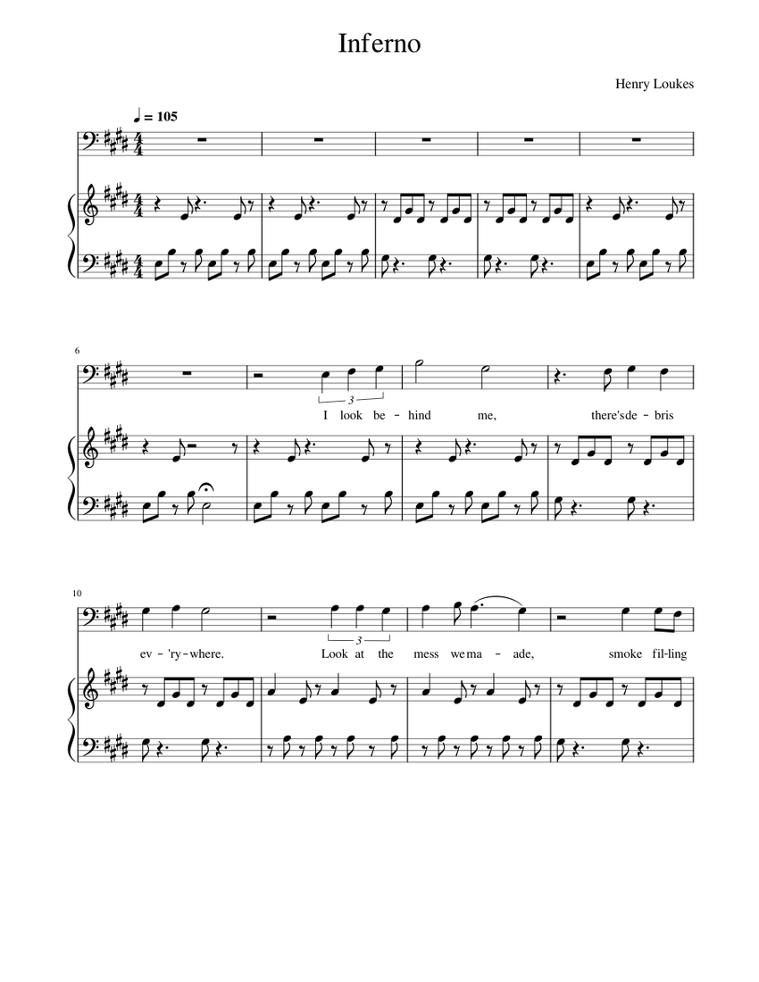 Inferno Sheet music for Piano, Vocals (Piano-Voice) | Musescore.com