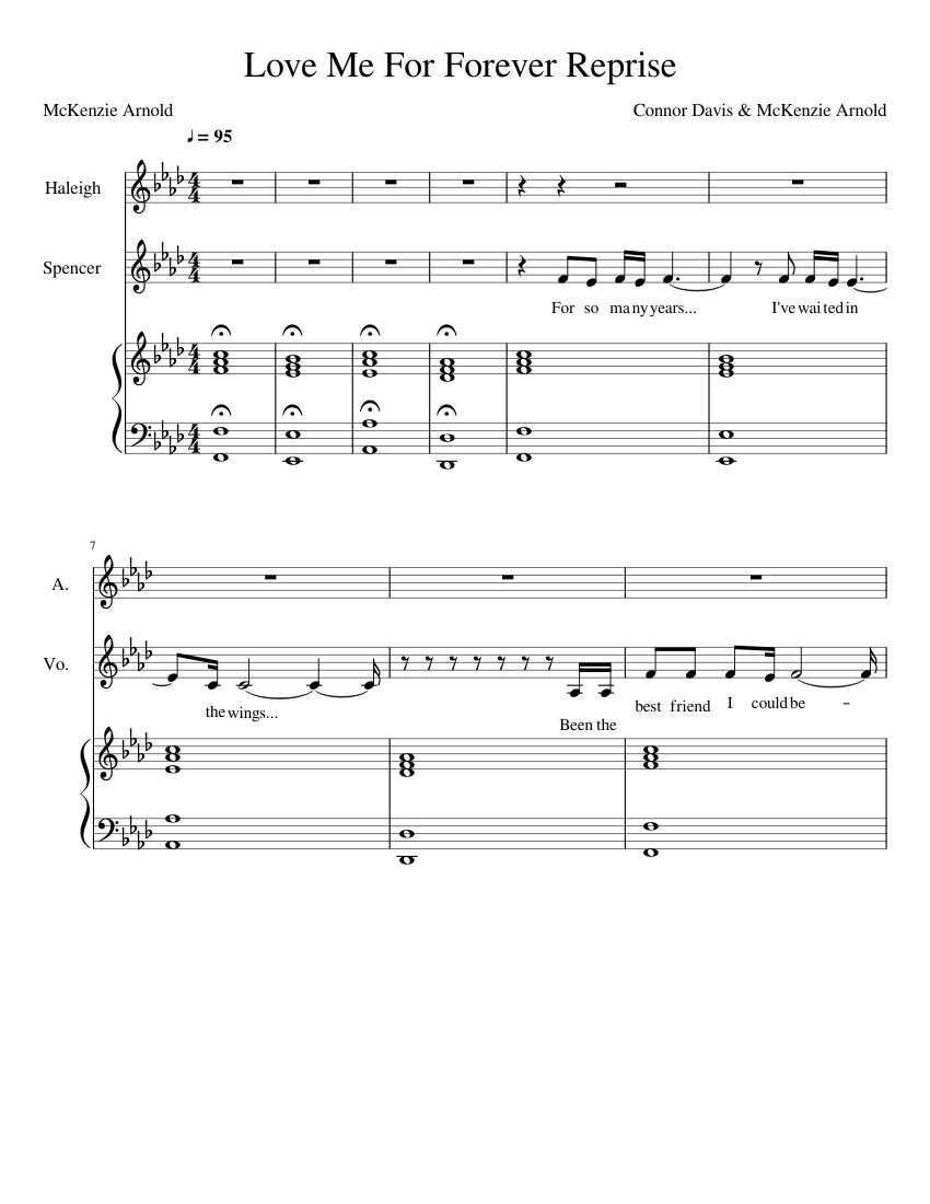 Love Me For Forever Reprise Sheet music for Piano, Alto, Vocals (Mixed ...