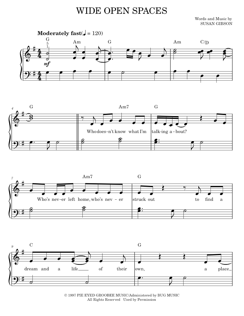 Play Official version of Wide Open Spaces sheet music by Crowded House ...