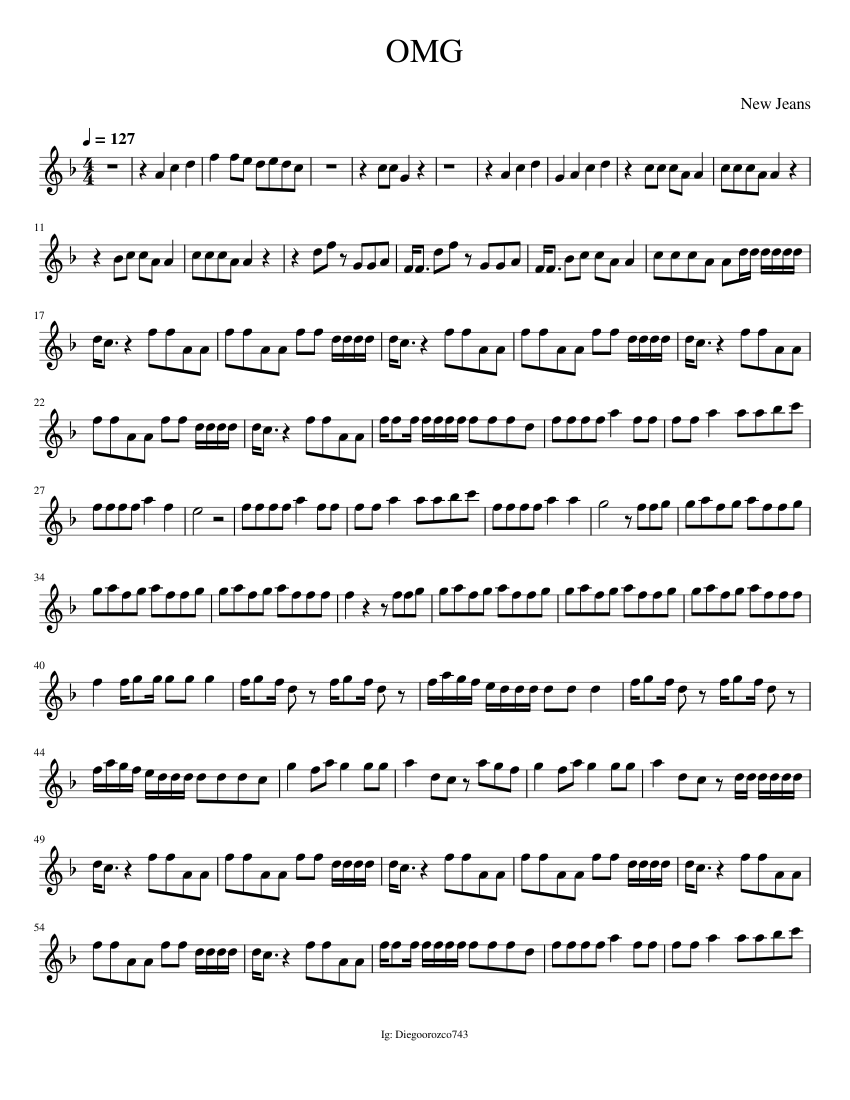 OMG – NewJeans Sheet Music for Piano (Solo) | MuseScore.com