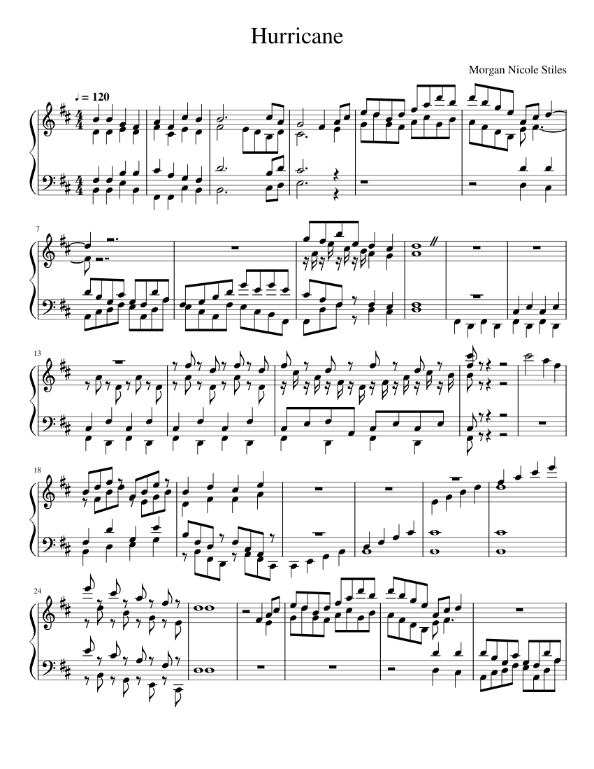 Hurricane Sheet music for Piano (Solo) | Musescore.com