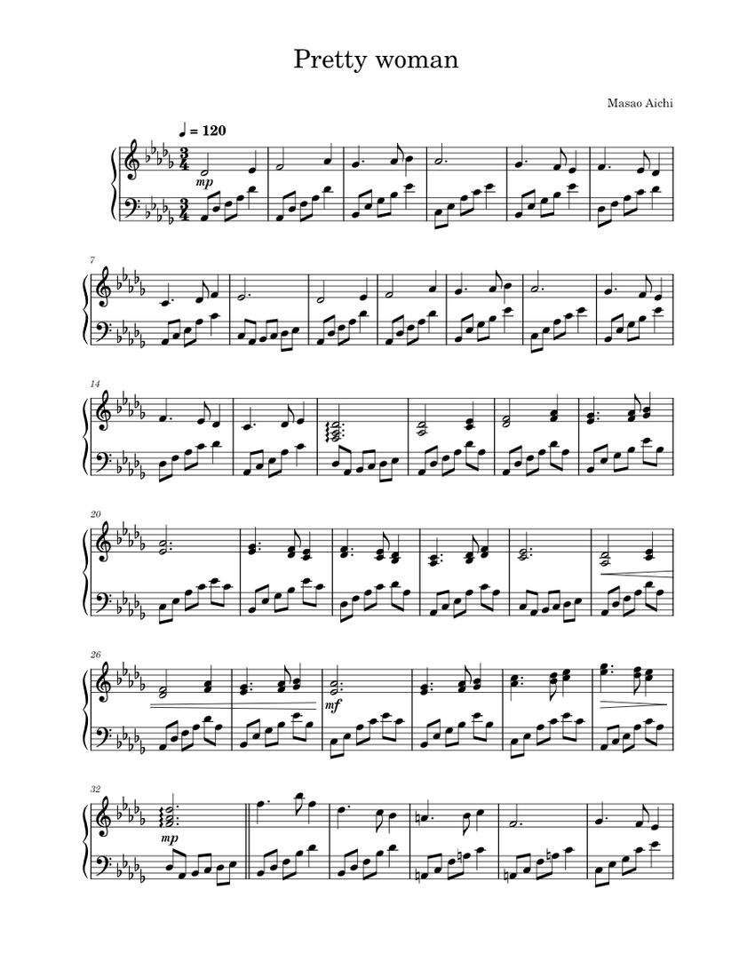 Pretty woman Sheet music for Piano (Solo) Easy | Musescore.com