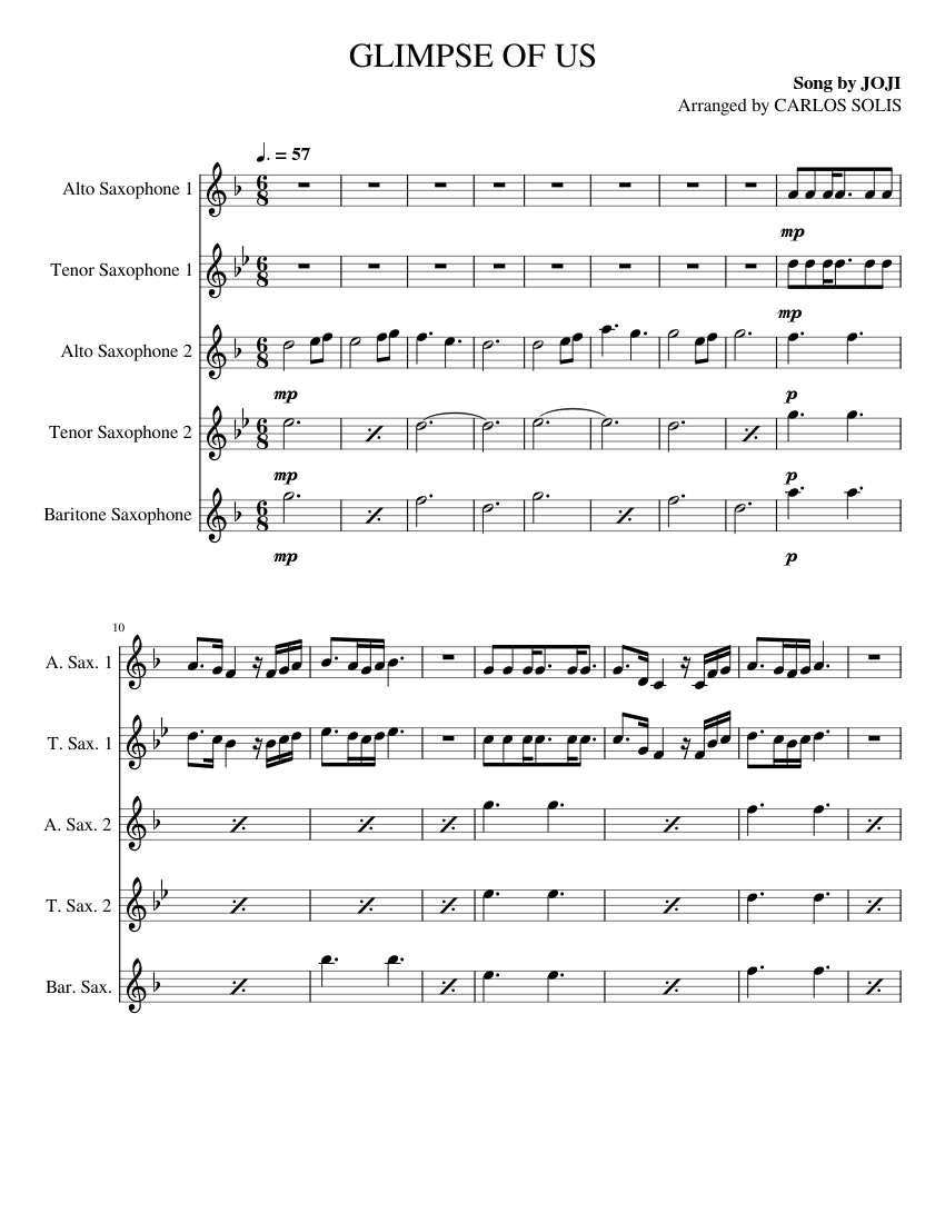 GLIMPSE OF US by CARLIT0CHURRIT0 Sheet Music for Saxophone alto ...