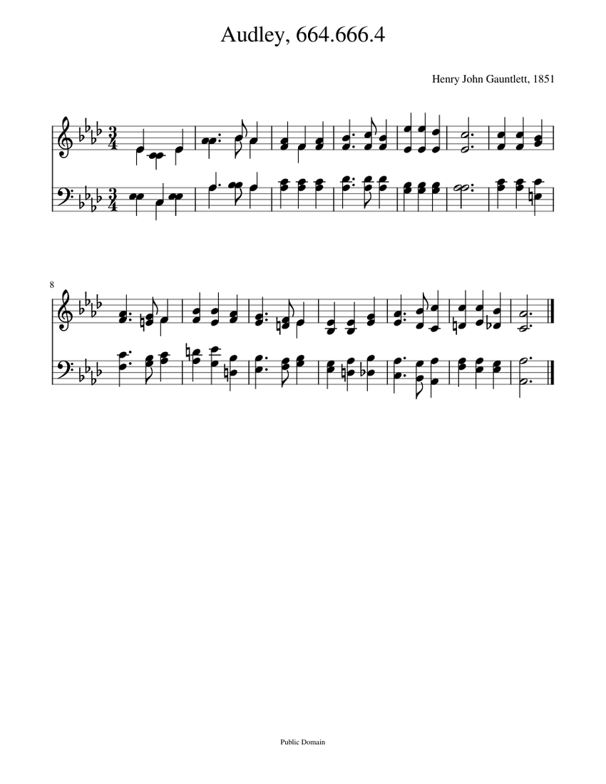 Audley - Henry John Gauntlett Sheet music for Piano (Piano Duo ...