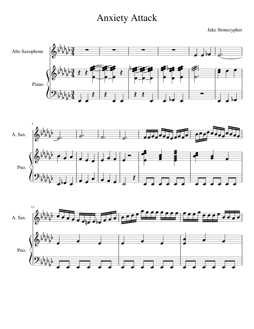 Anxiety Attack Sheet music for Piano, Saxophone alto (Solo) | Musescore.com