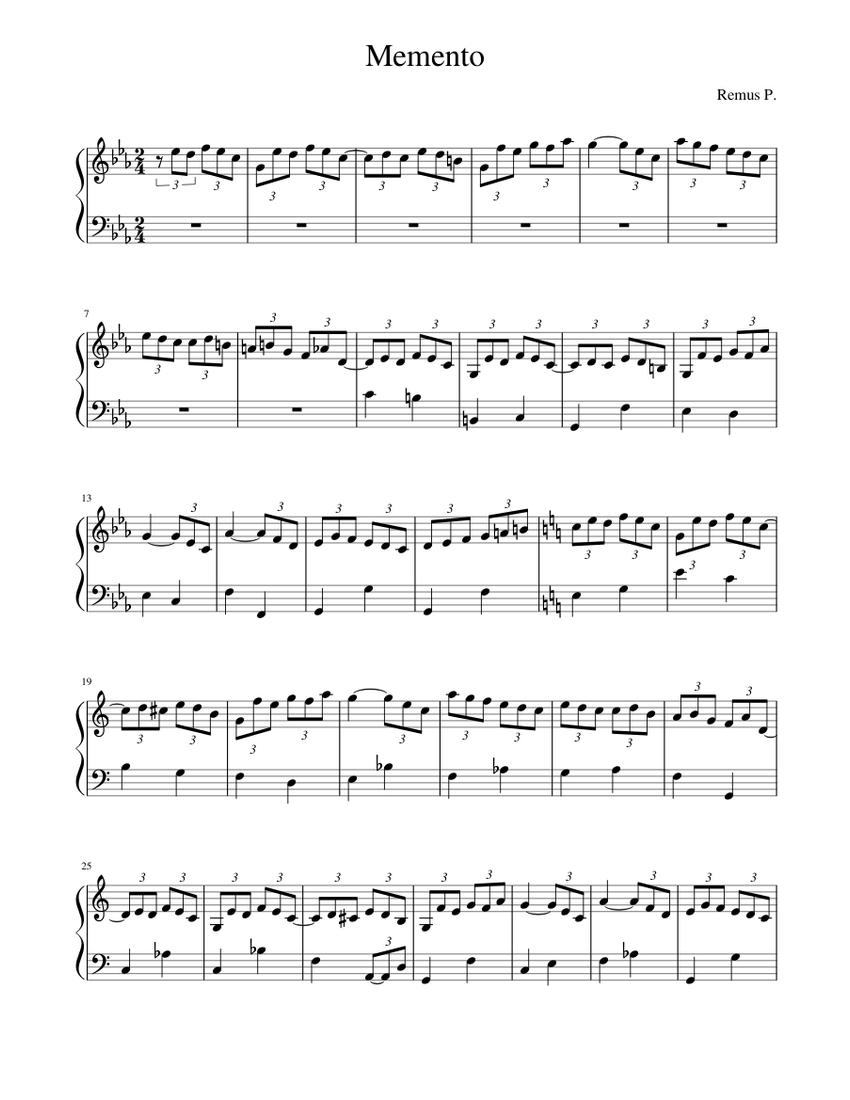Memento Sheet music for Piano (Solo) | Download and print in PDF or ...