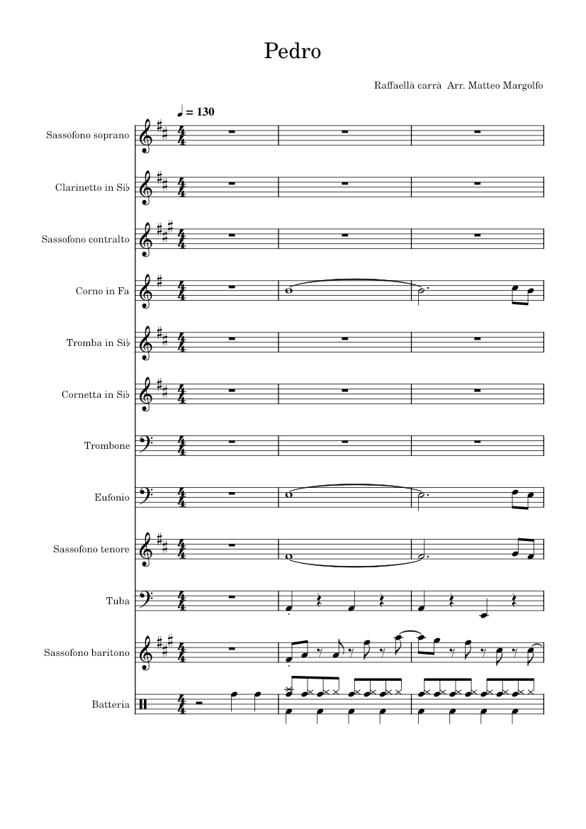 Pedro – Raffaella Carrà Pedro - Raffaella Carrà, Arr. Matteo Margolfo ...