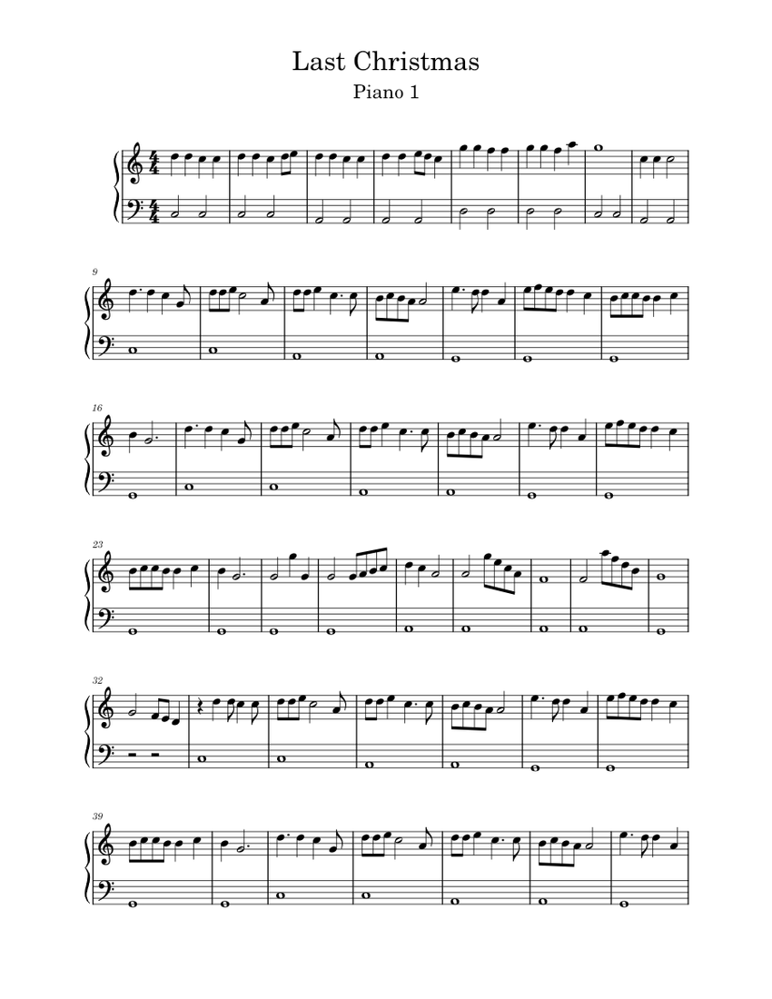 Last_Christmas piano 1 Sheet music for Piano (Solo) Easy | Musescore.com