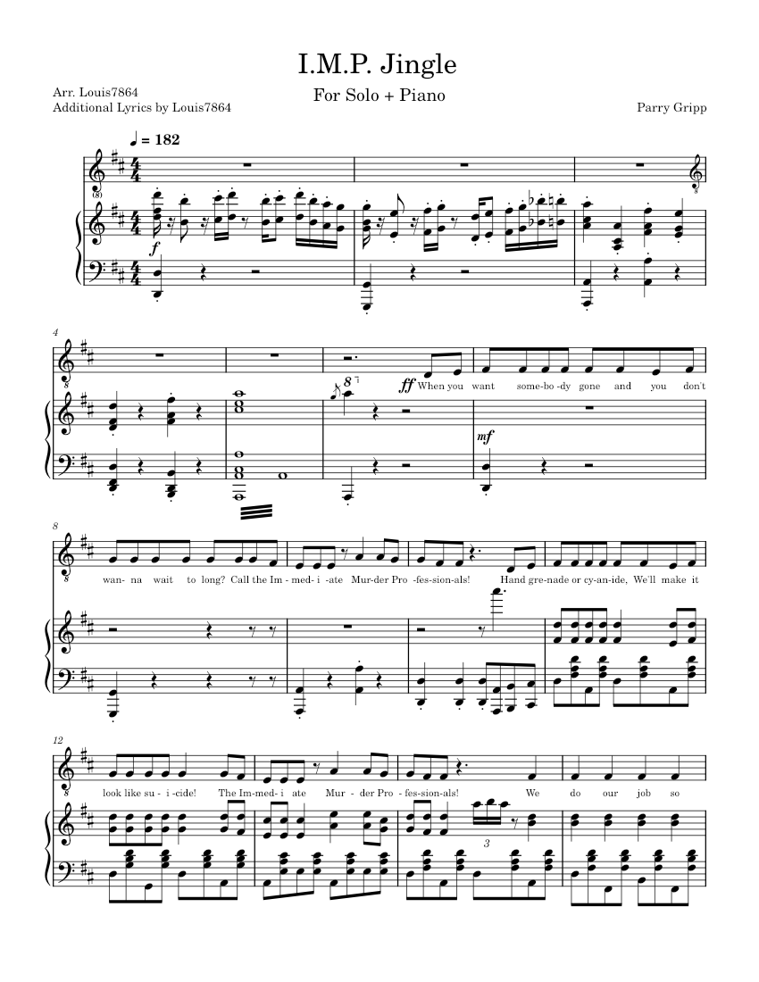 I.M.P Jingle - Helluva Boss Sheet Music for Piano, Synthesizer (Solo ...