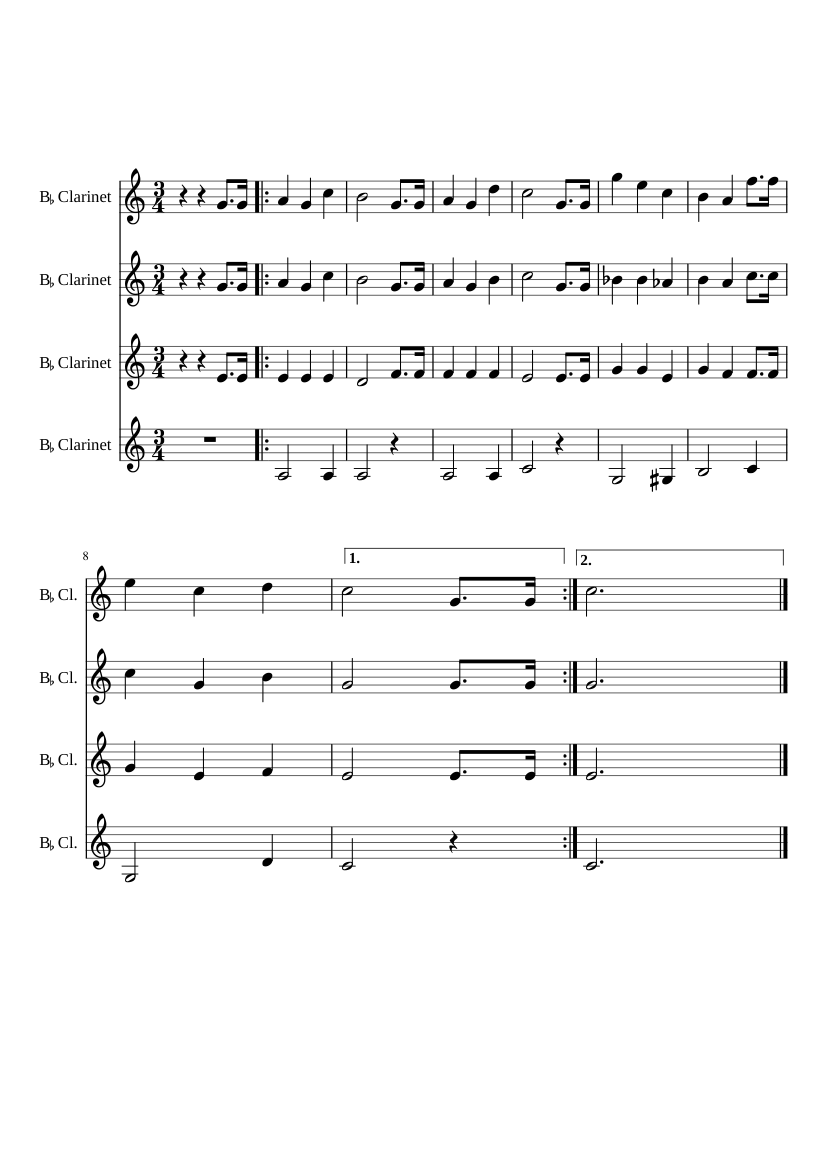 Happy Birthday to You Sheet music for Clarinet other (Mixed Quartet ...