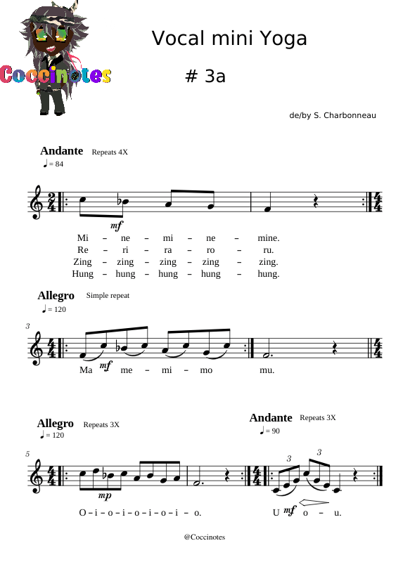 Vocal Mini Yoga #3a Sheet music for Piano (Solo) | Musescore.com