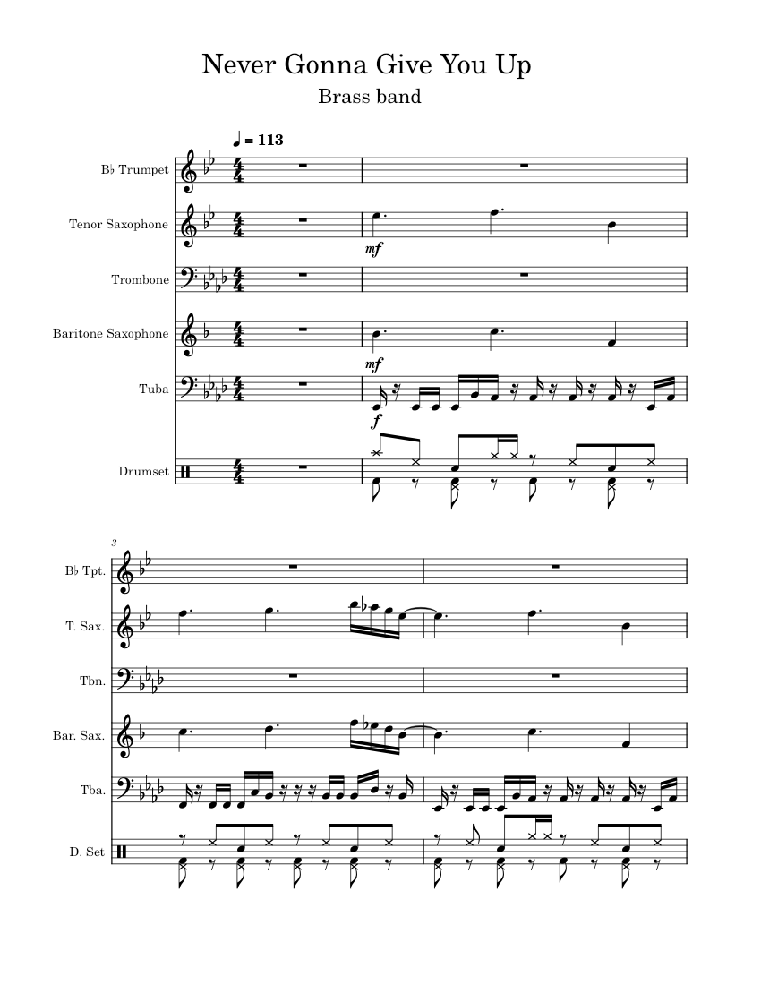 Never Gonna Give You Up – Rick Astley Never Gonna Give You Up - Brass ...