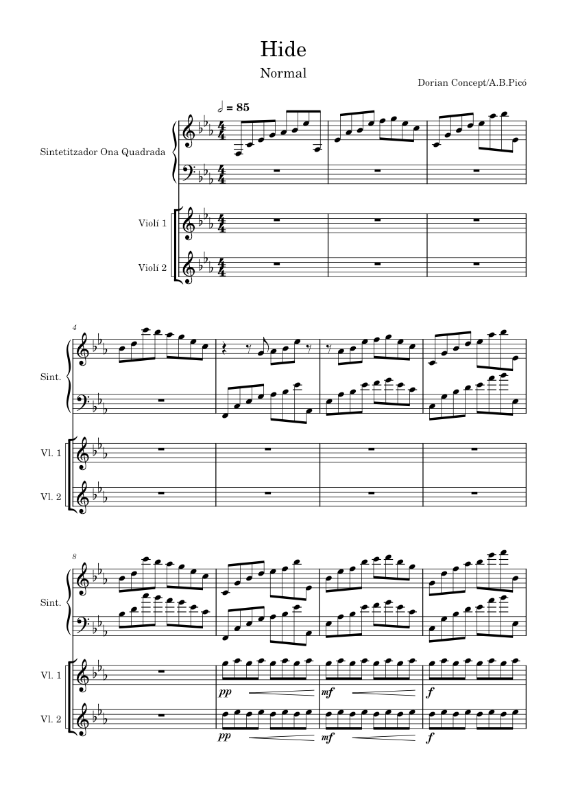 Hide – Dorian Concept Sheet Music for Violin, Synthesizer (Mixed Trio) | MuseScore.com