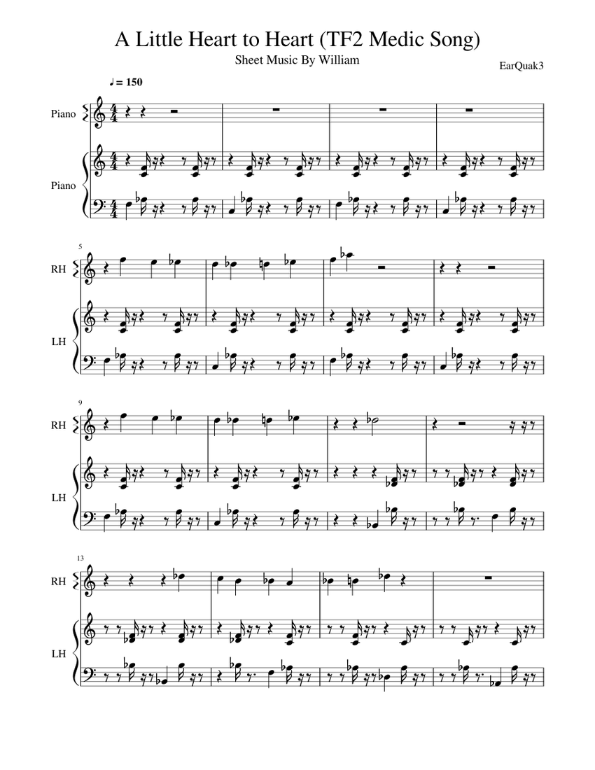A Little Heart to Heart TF2 Medic Song Sheet music for Piano (Alto Sax ...
