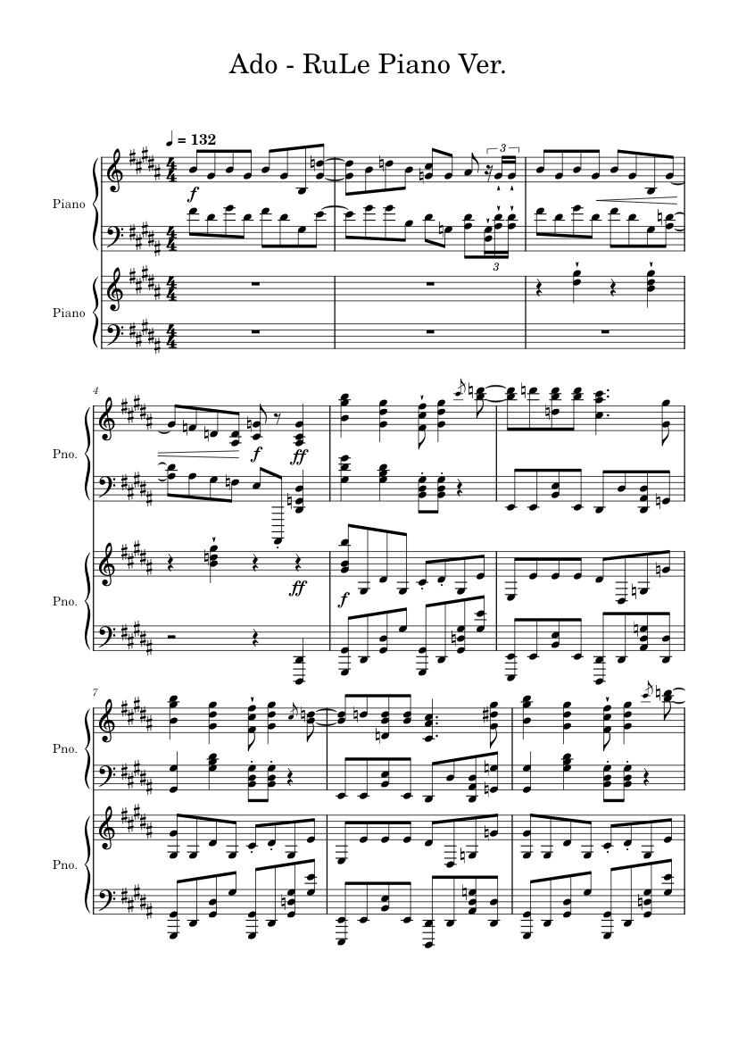 Ado - RuLe Piano Ver. Sheet Music for Piano (Piano Duo) | MuseScore.com