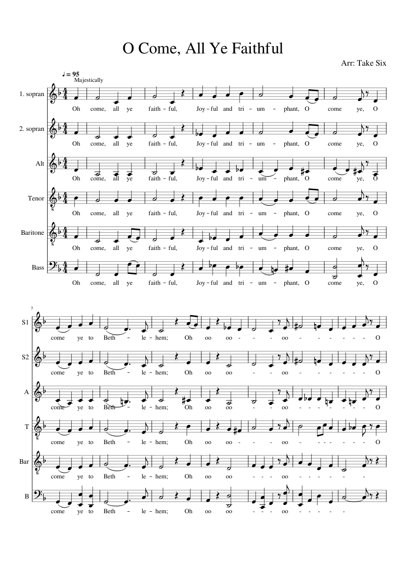 O Come, All Ye Faithful Sheet music for Soprano, Alto, Tenor, Bass ...