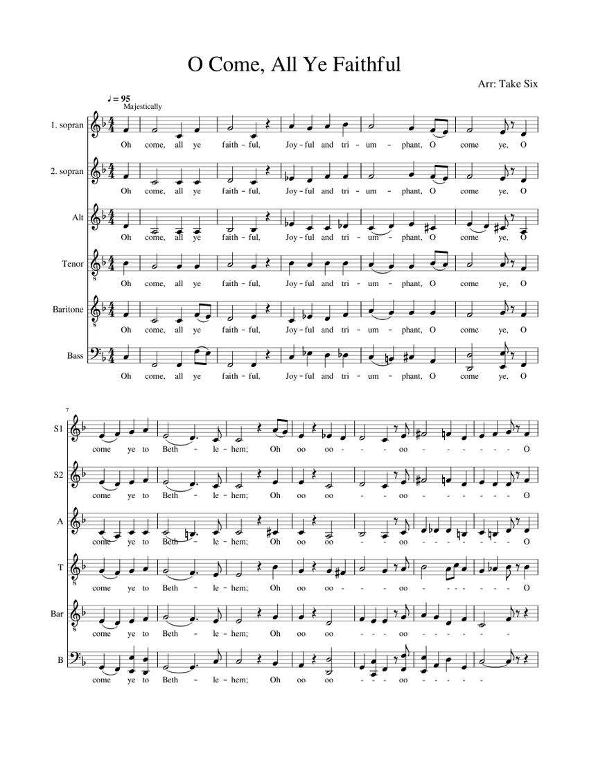 O Come, All Ye Faithful Sheet music for Soprano, Alto, Tenor, Bass ...