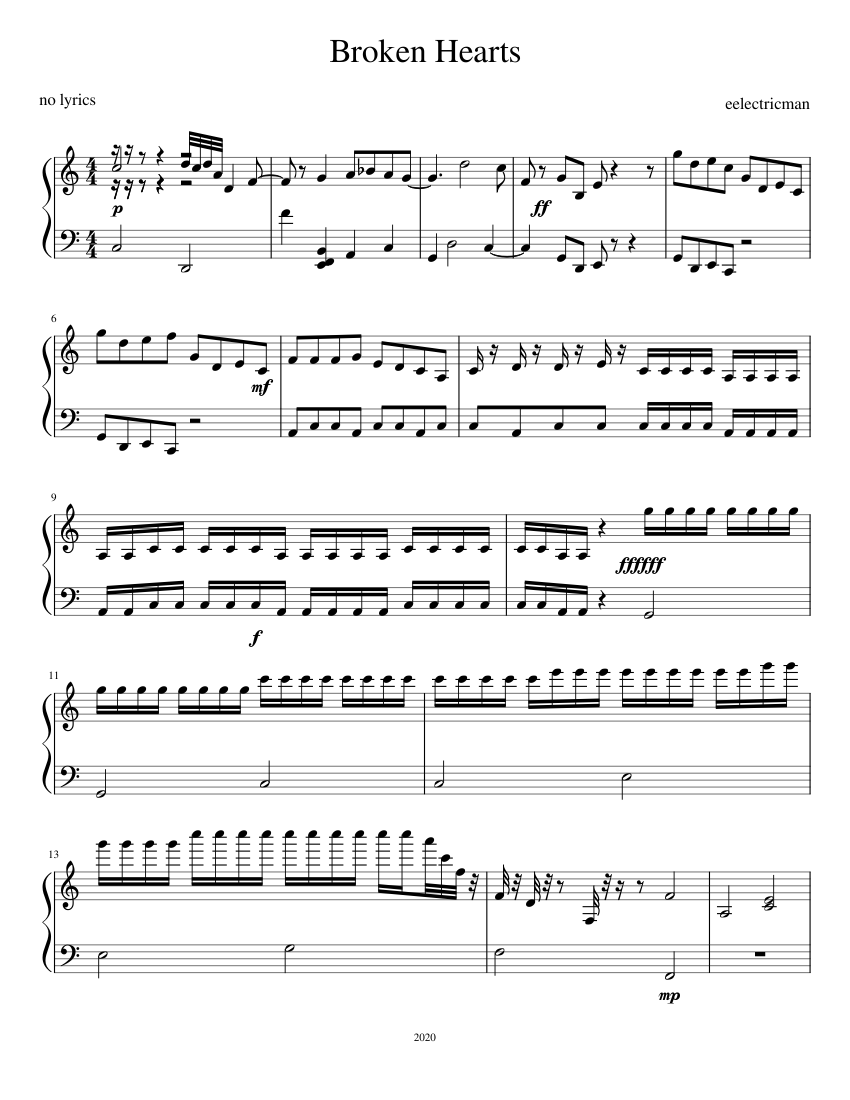 Broken_Hearts Sheet music for Piano (Solo) | Musescore.com