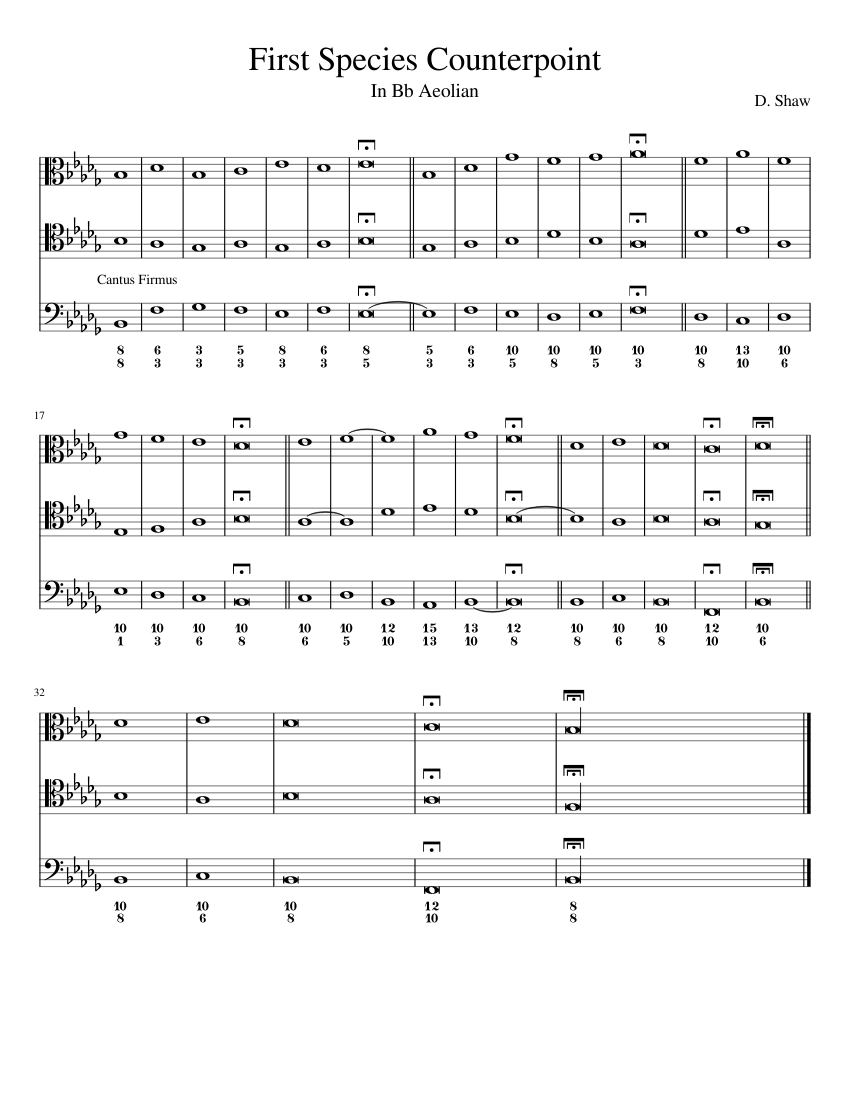 First Species Counterpoint Sheet music for Organ (Solo) | Musescore.com