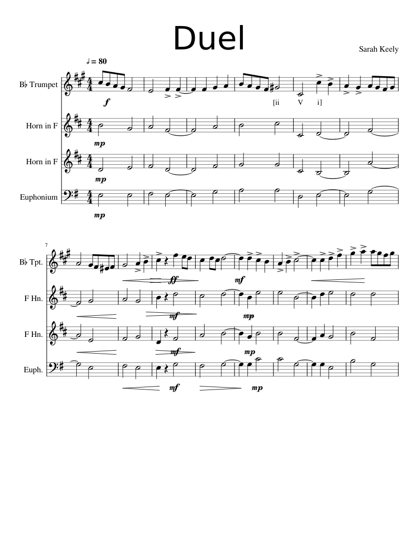 Duel Sheet music for Euphonium, Trumpet in b-flat, French horn (Mixed ...