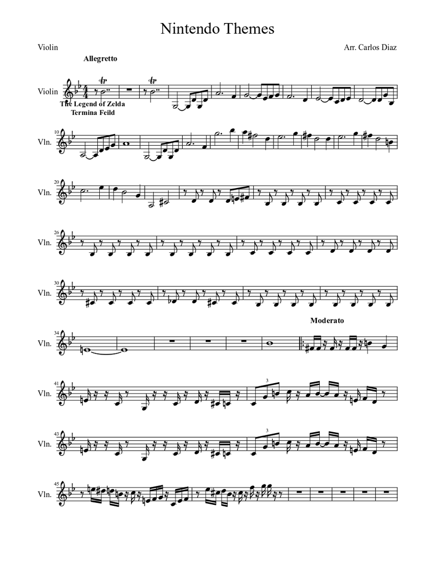Nintendo Themes Sheet music for Violin (Solo) | Musescore.com