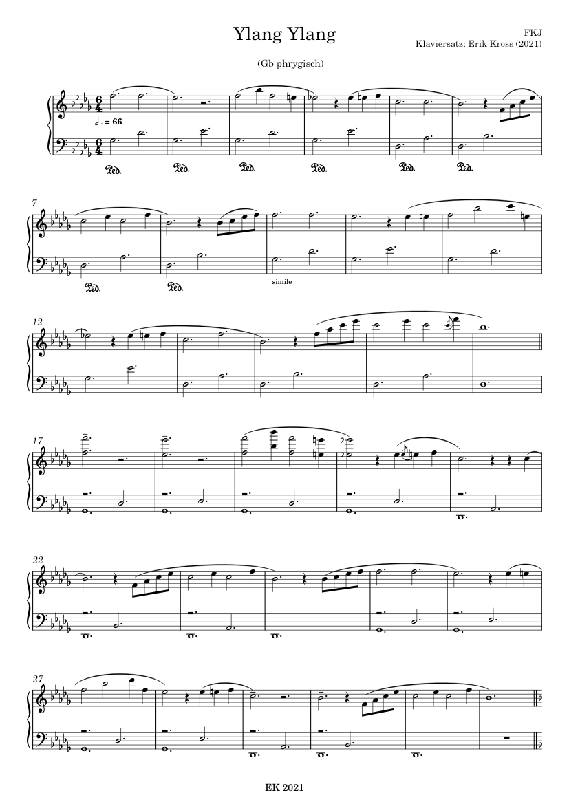 Ylang Ylang Sheet Music for Piano (Solo) | MuseScore.com