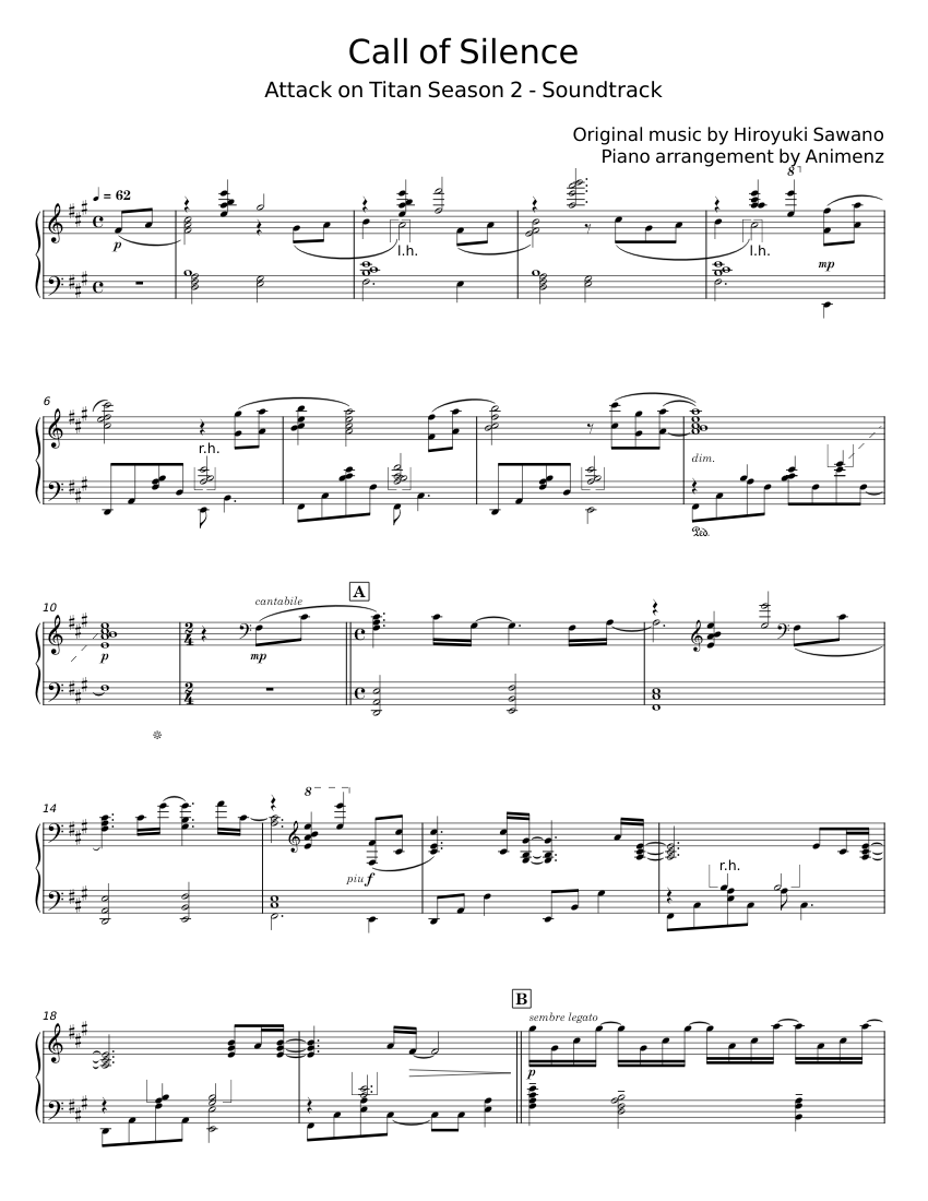 Call of Silence - Hiroyuki Sawano Sheet music for Piano (Solo) | Musescore.com